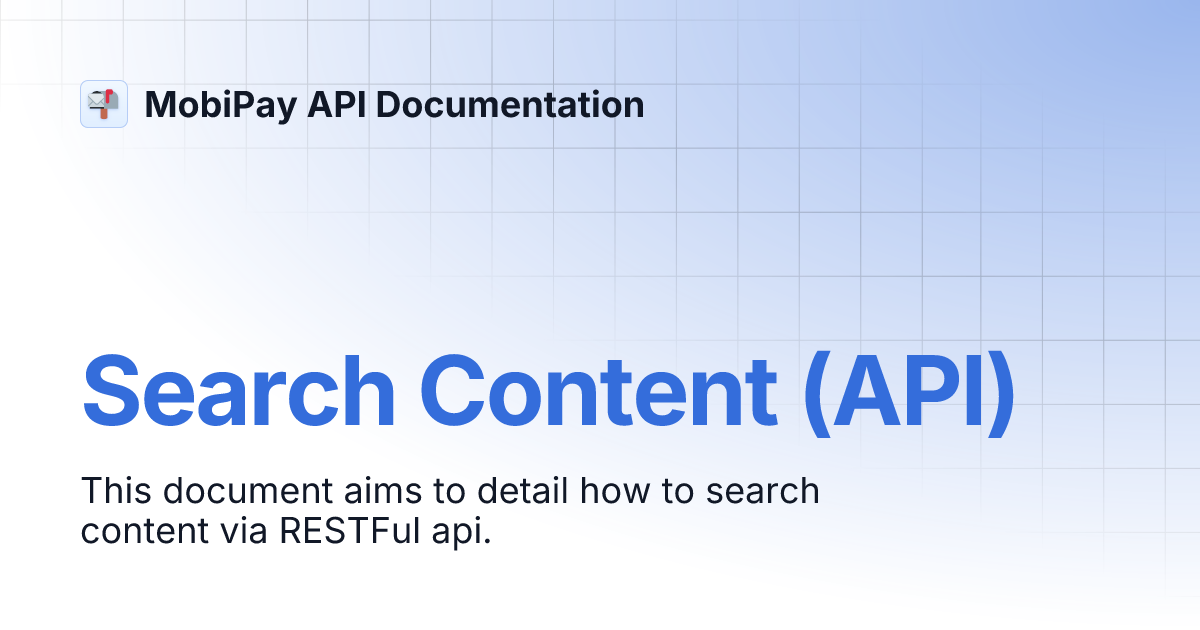Search Content (API) | MobiPay API Documentation