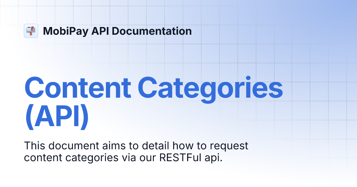 Content Categories (API) | MobiPay API Documentation